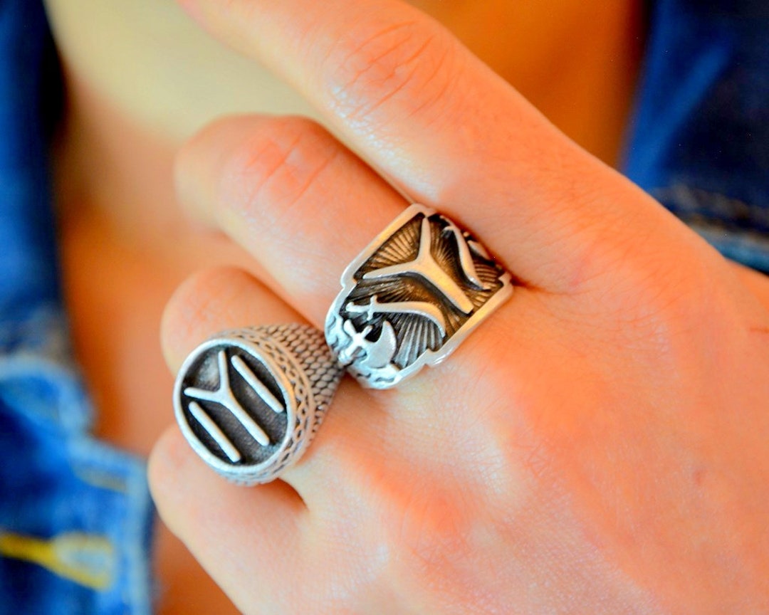 KAYI Turkish Tribal Symbol Ring, Ottoman Seal Ring, Authentic Old ...