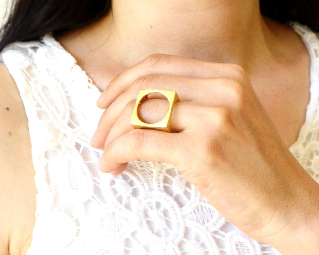 Cubic Ring, Geometric Ring, Cube Three Dimensional Jewelry, 3D Matrix ...