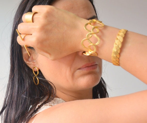 Wave Banglebraid Bar Bangle Metal Stackable Wristlet Cuff - Etsy