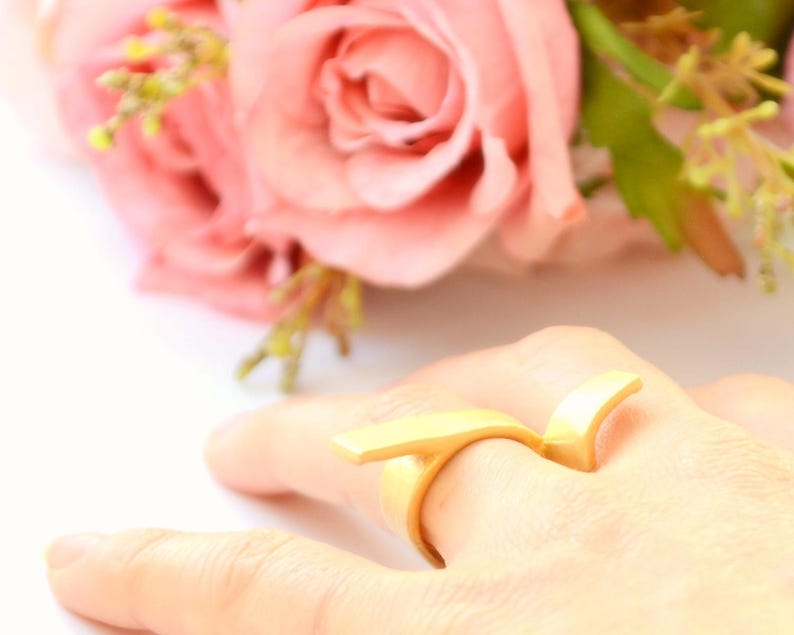 Turkish Metal Band golden bar modern Ring, Unisex Turkish Wrap gold ...