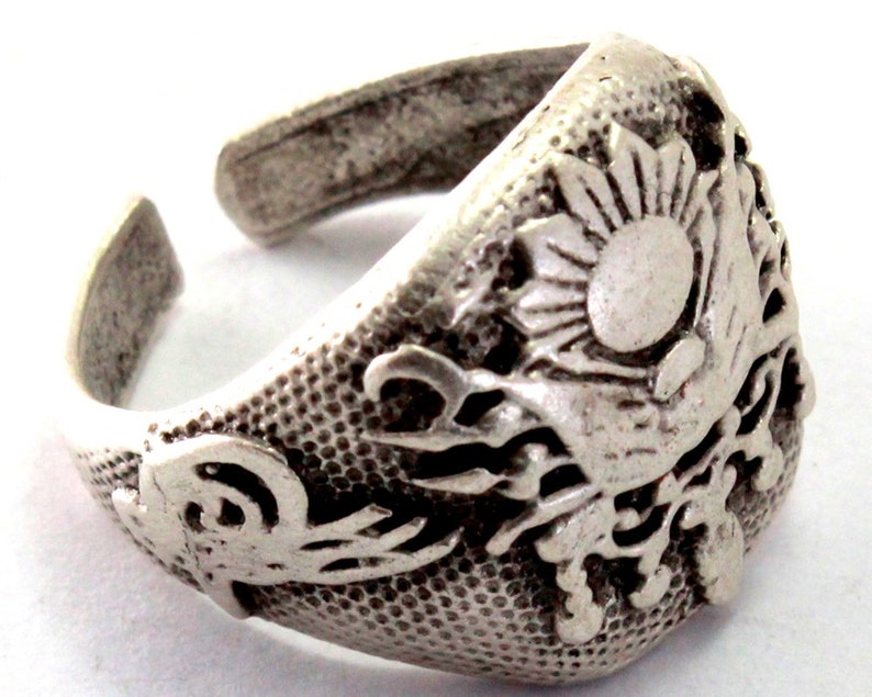Star Silver Crescent Resizable Ring, Turkish Flag New Moon Solar ...