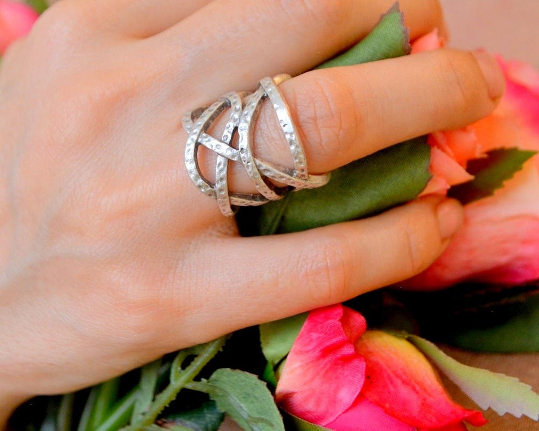 Multi Lines Warp Metal Bar Open Ring, Birthday Gift to Her, Unisex ...