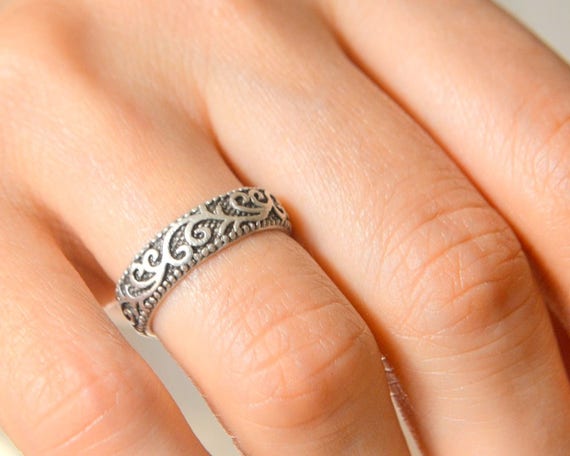 Thin Geometric Ring Female Silver Ring Ottoman Tiny Ring - Etsy