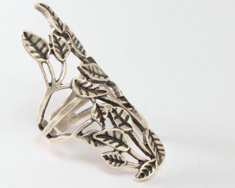 Tree Leaf Rose Flower Ring, Chunky Nature Authentic Jewelry, Big Floral ...