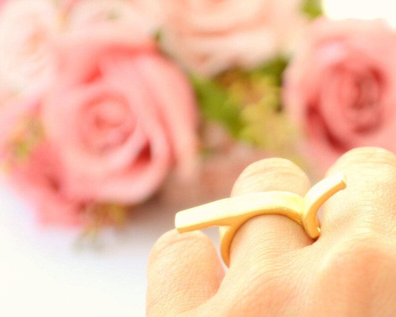 Turkish Metal Band golden bar modern Ring, Unisex Turkish Wrap gold ...
