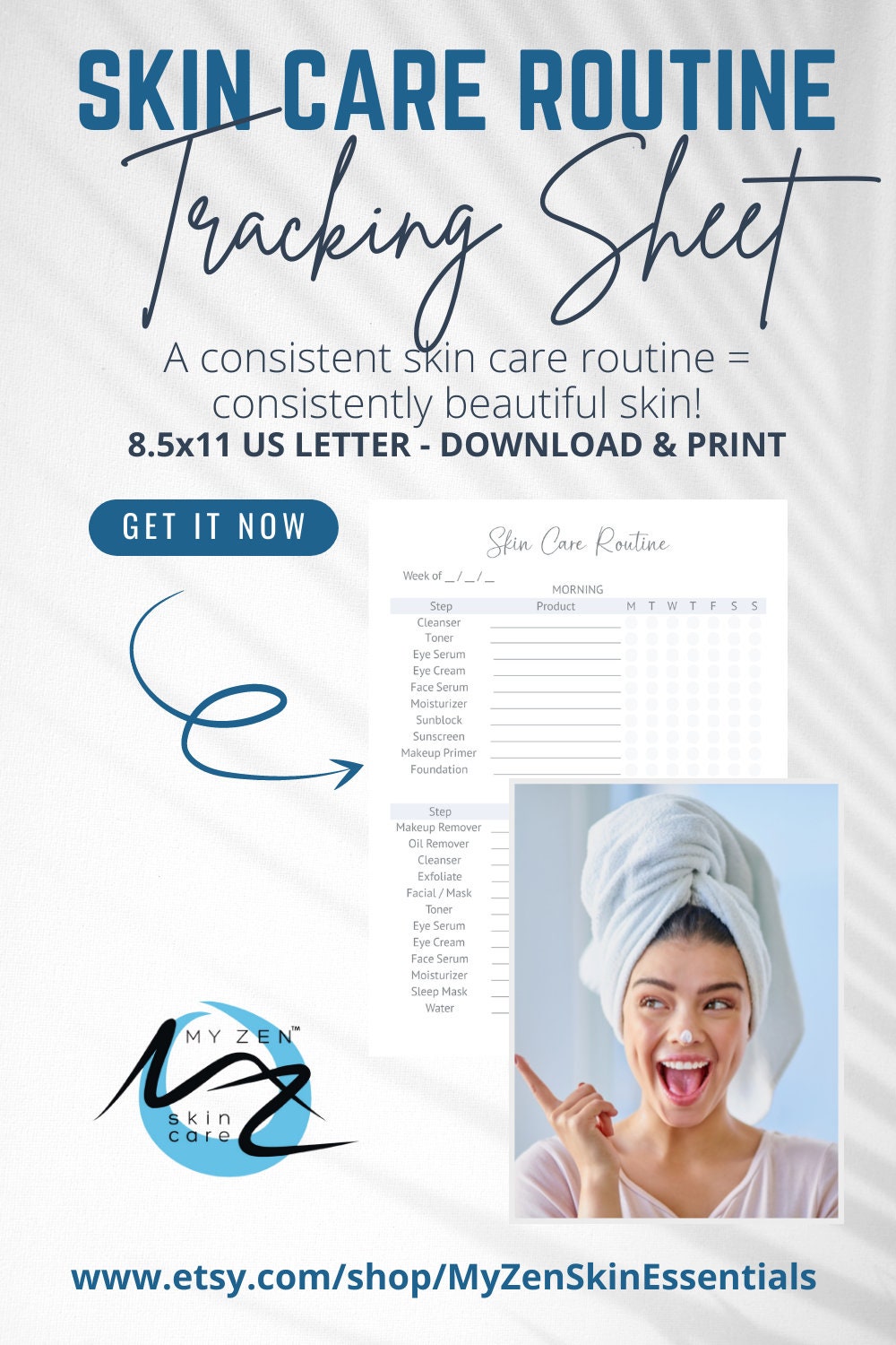 Habit Tracker Skin Care Routine Tracking Sheet Daily Tracker Habit ...