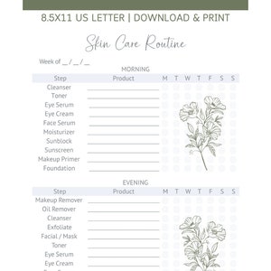 Habit Tracker Skin Care Routine Tracking Sheet Daily Tracker Habit ...