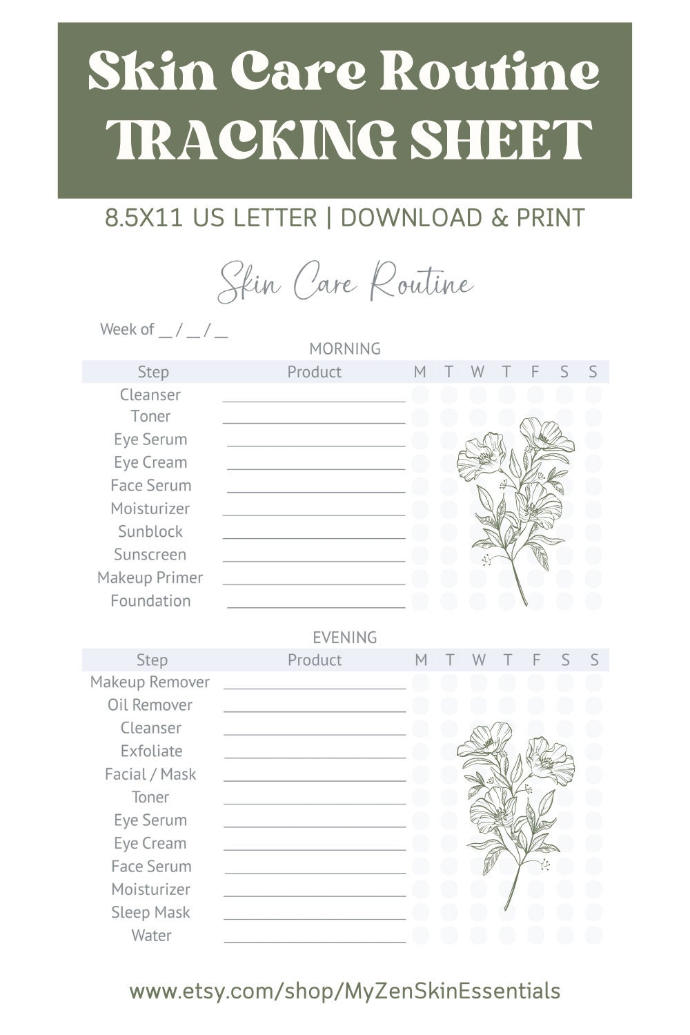 Habit Tracker Skin Care Routine Tracking Sheet Daily Tracker Habit ...