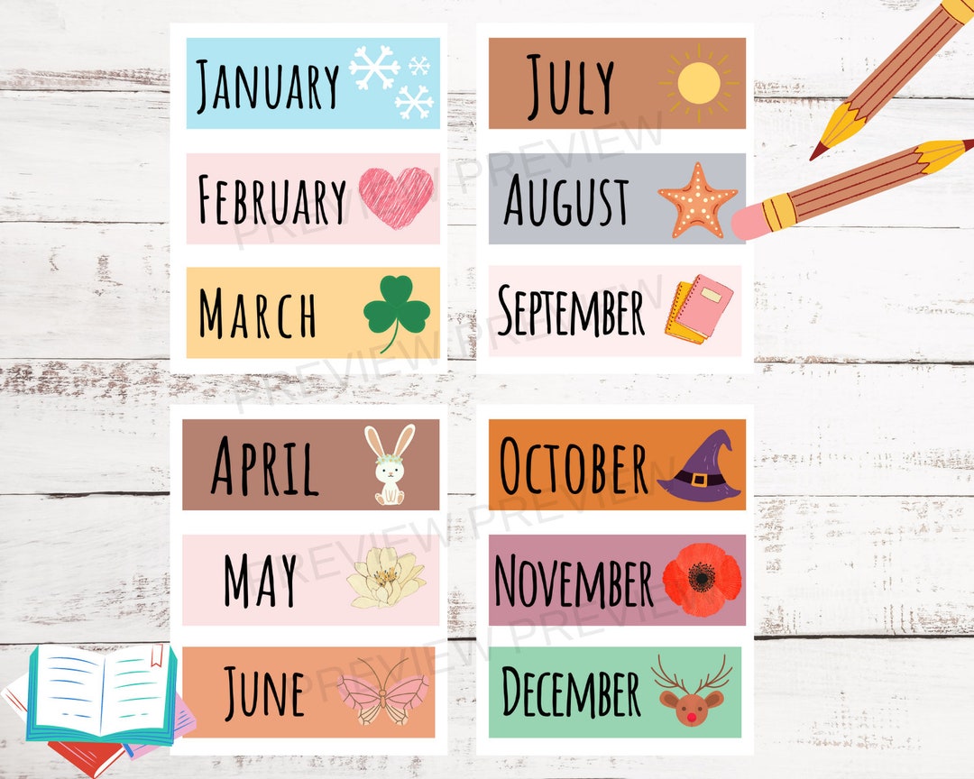 Boho Months of the Year Classroom Printable - Etsy