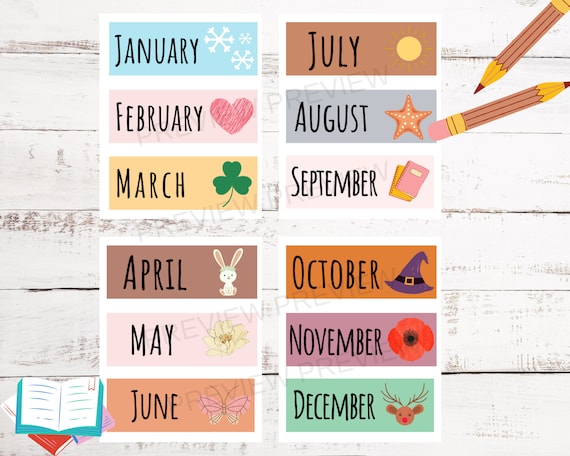 Boho Months of the Year Classroom Printable - Etsy