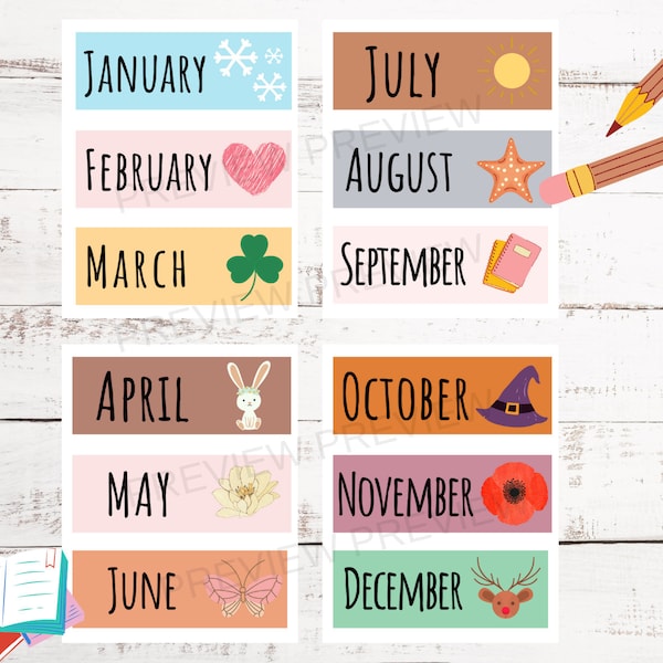 Boho Months of the Year Classroom - Etsy