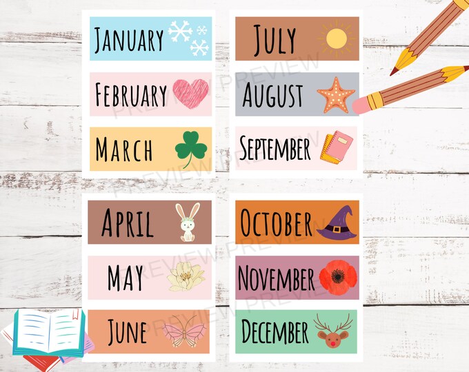 Boho Months of the Year Classroom Printable - Etsy