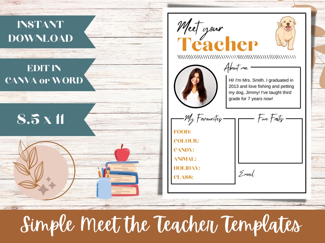 Simple Boho Meet the Teacher Template Cat, Dog, or Plant Themed - Etsy