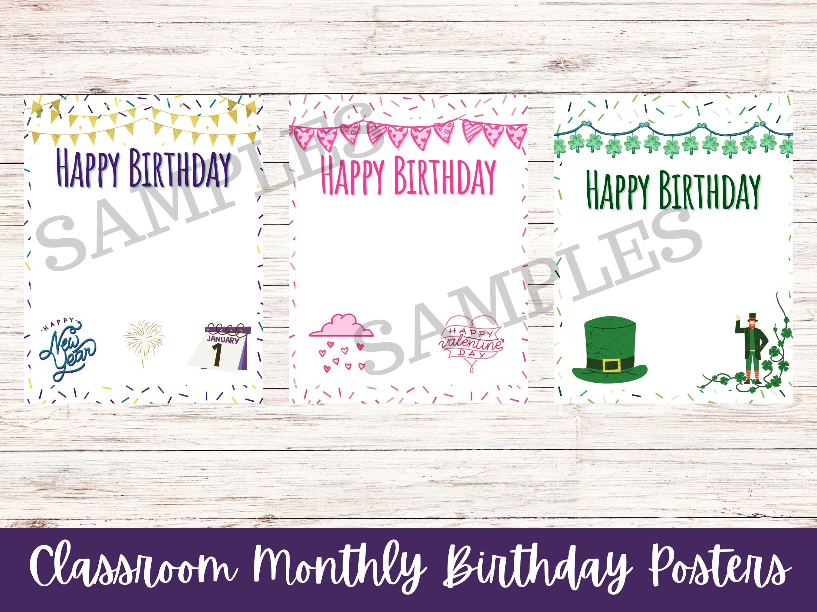 Cute Themed Monthly Classroom Birthday Posters - Etsy