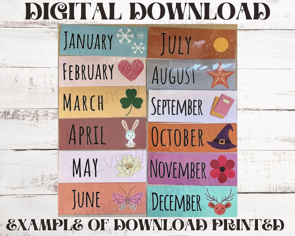Boho Months of the Year Classroom Printable - Etsy