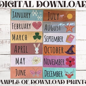 Boho Months of the Year Classroom Printable - Etsy