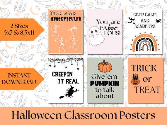 Boho Halloween Classroom Decor Posters - Etsy
