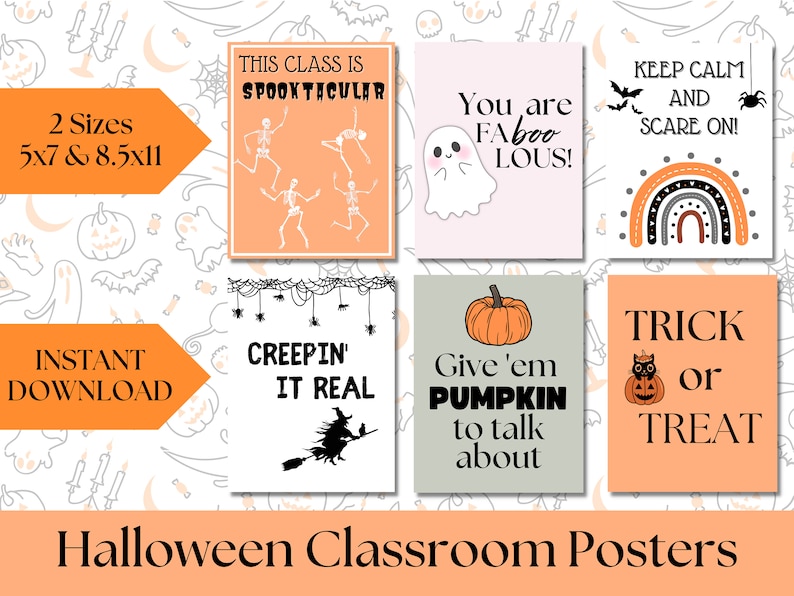 Boho Halloween Classroom Decor Posters - Etsy