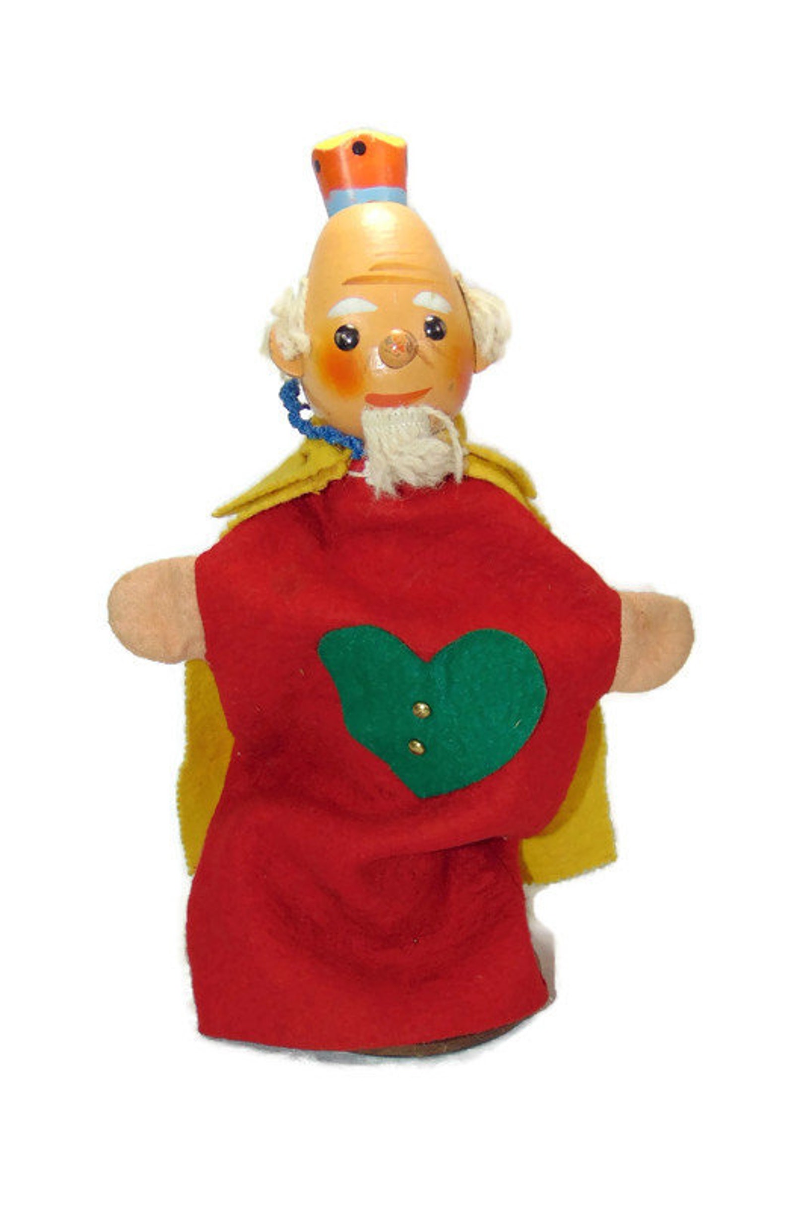King Puppet Hand Puppet Wood Hand Painted Felt Body Toy | Etsy
