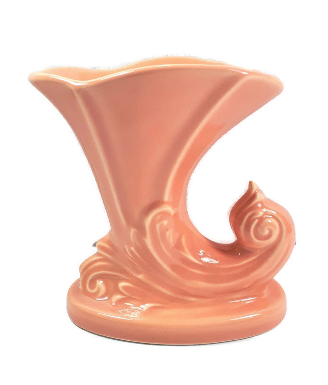 Pink Cornucopia Horn Vase Art Deco Vase Flower Pot Horn of Plenty Vase ...