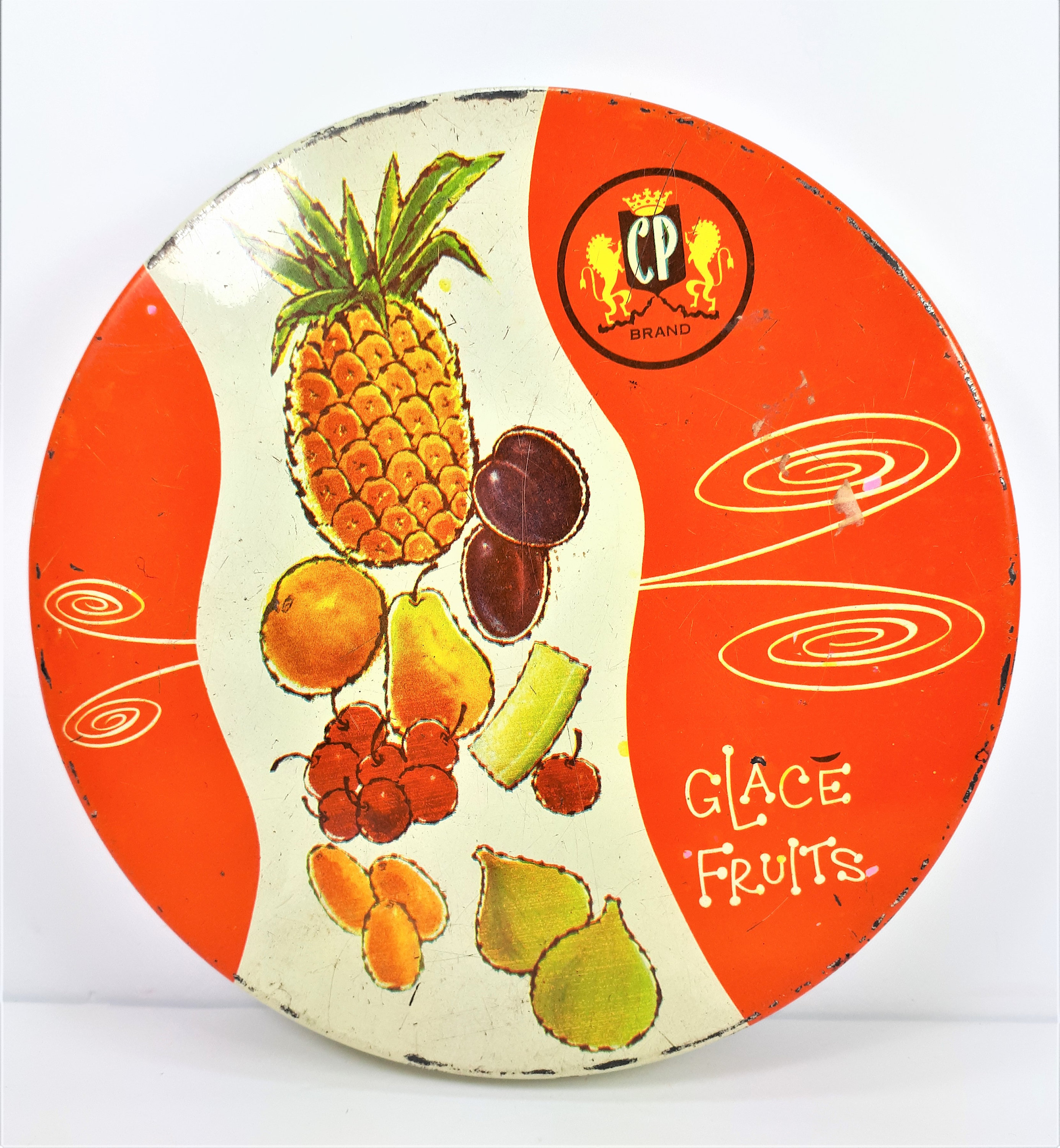CP Brand Candy Tin Glace Fruits Round Tin with Lid 7 Inch | Etsy