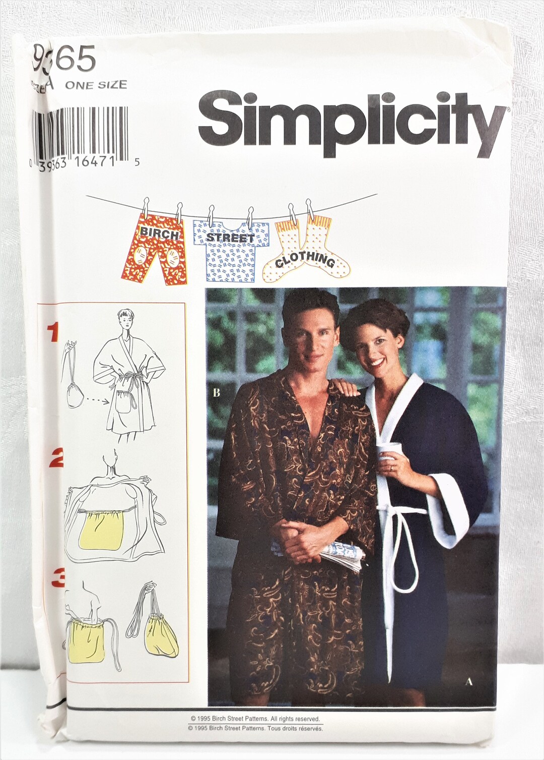 Simplicity 9365 Sewing Pattern One Size Unisex Bath Robe Kimono Sleeve ...