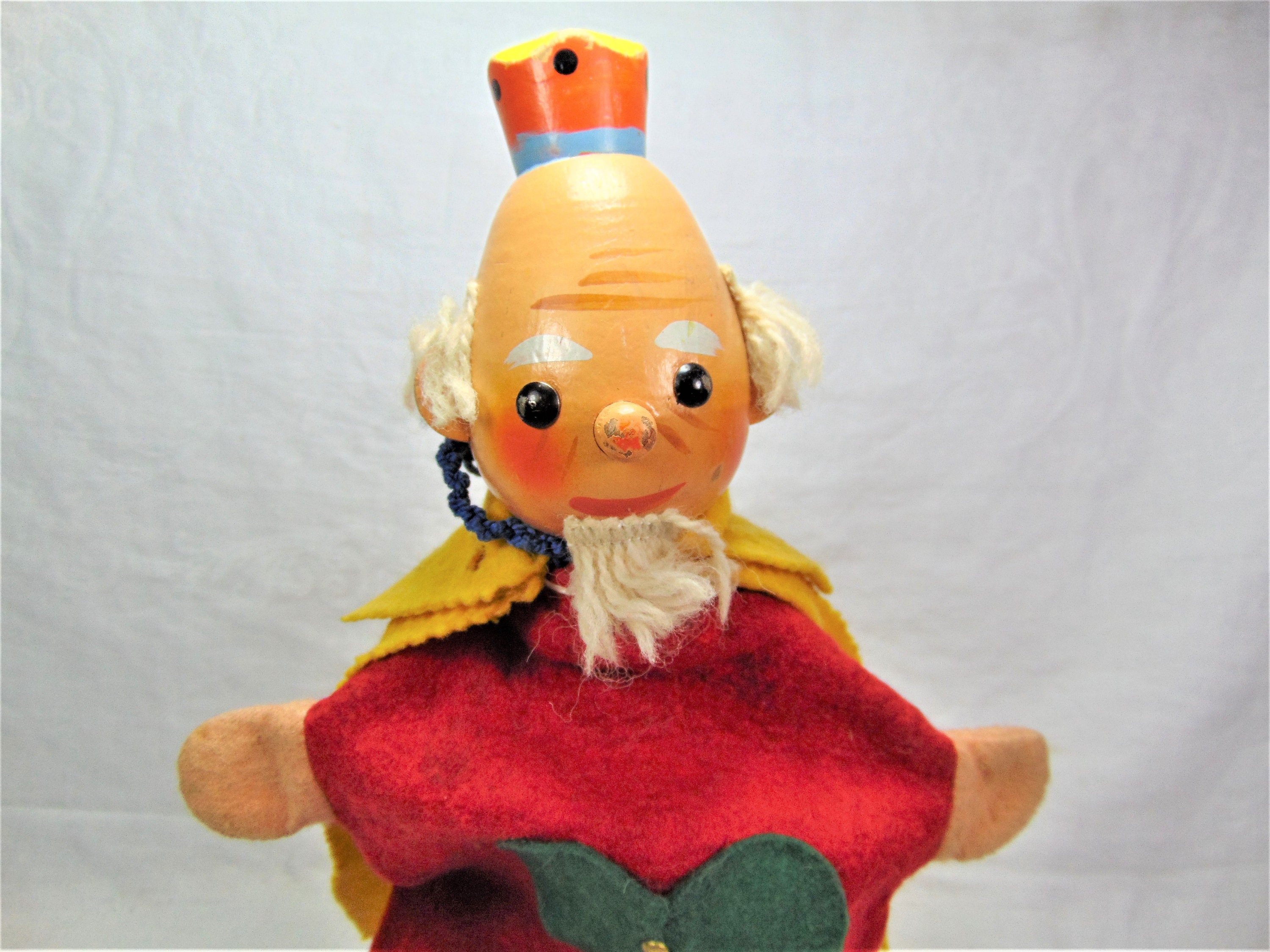 King Puppet Hand Puppet Wood Hand Painted Felt Body Toy | Etsy