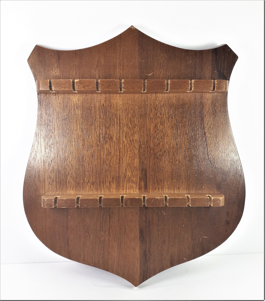 Vintage Wood Spoon Rack in the Shape of a Shield, Holds 16 Spoons ...