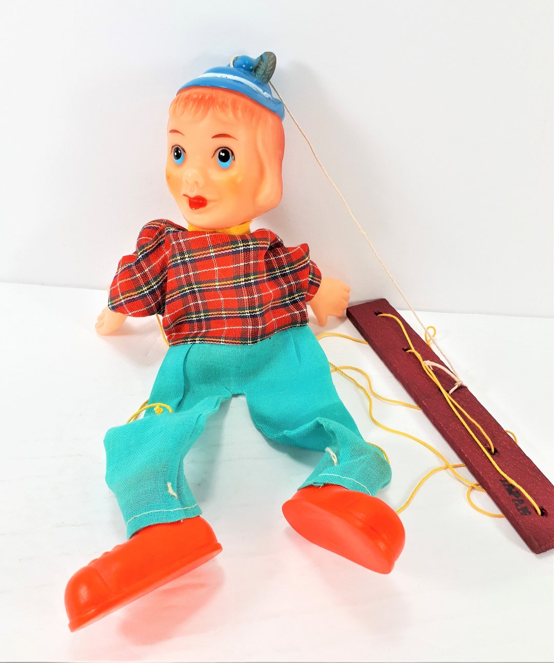 Boy Marionette Boy With Hat Boy Puppet Rubber Face Mid Century 10.5 ...