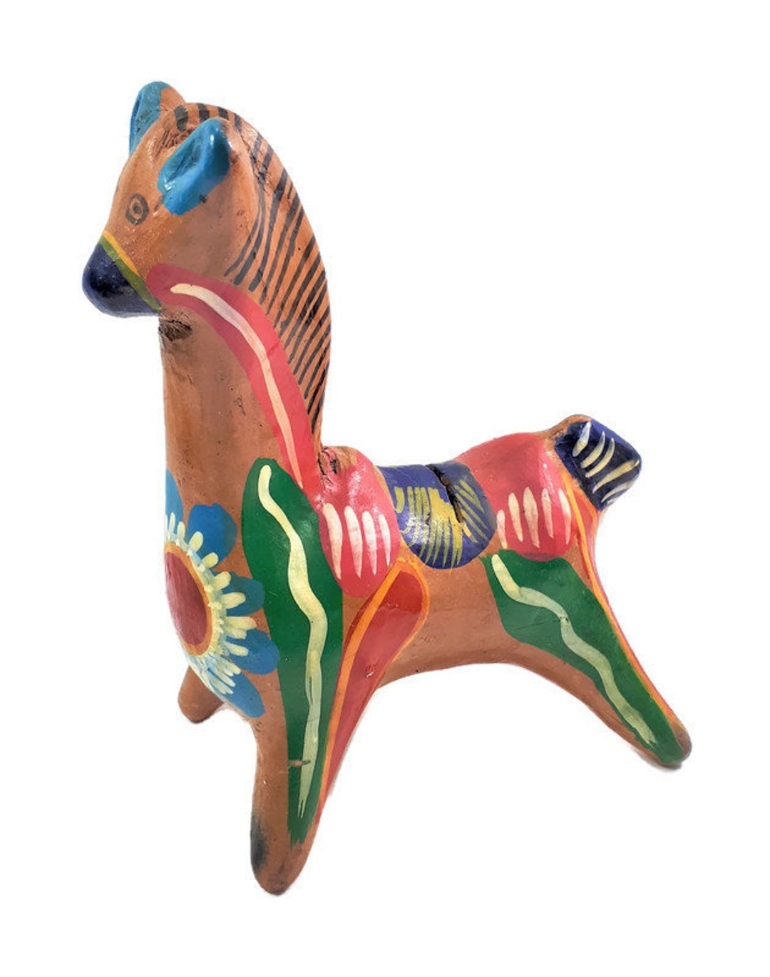 Mexican Tonala Folk Art Alpaca Coin Bank Llama Bank Clay Bank Hand ...