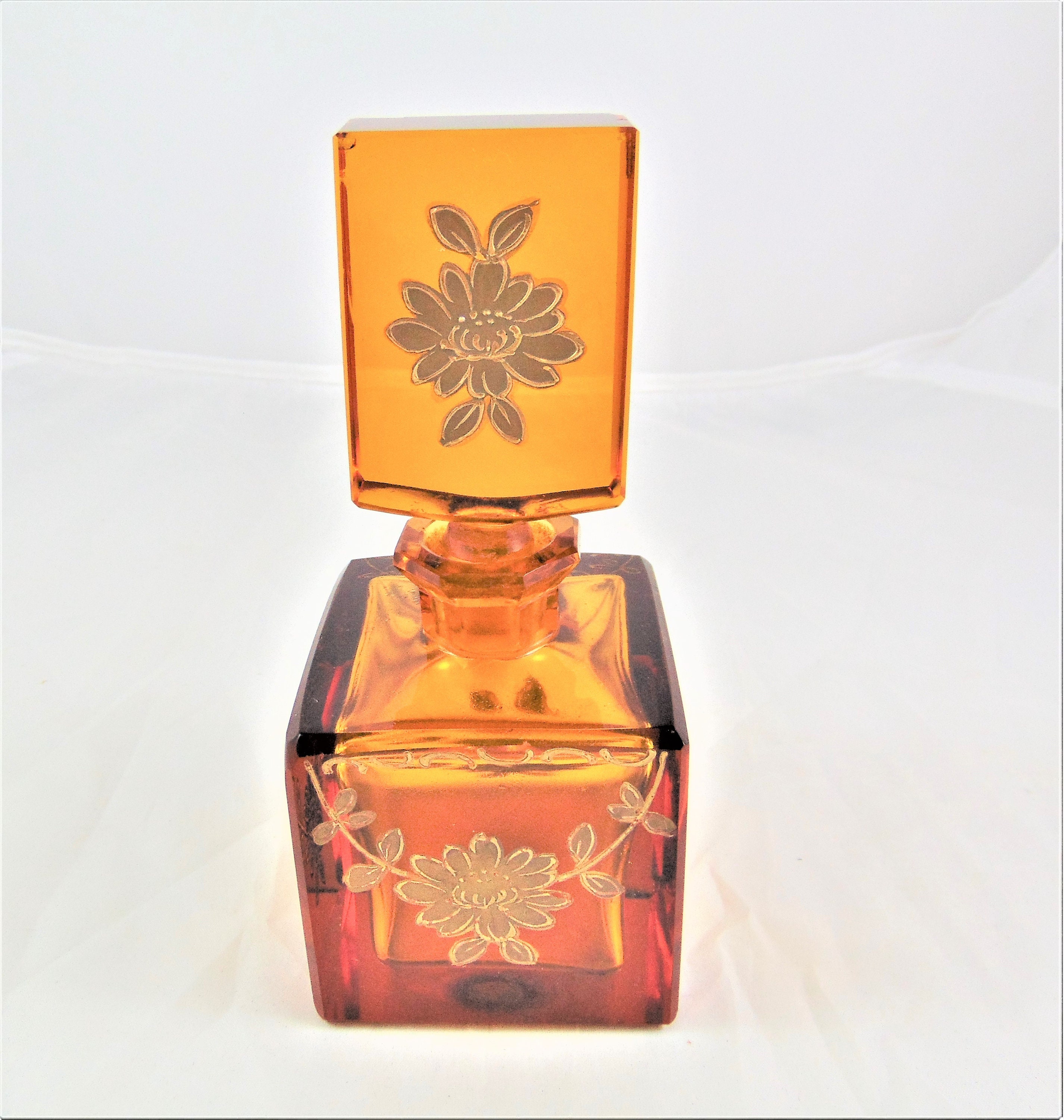 Art Deco Bohemian Glass Amber Vanity Set Dresser Set Two | Etsy