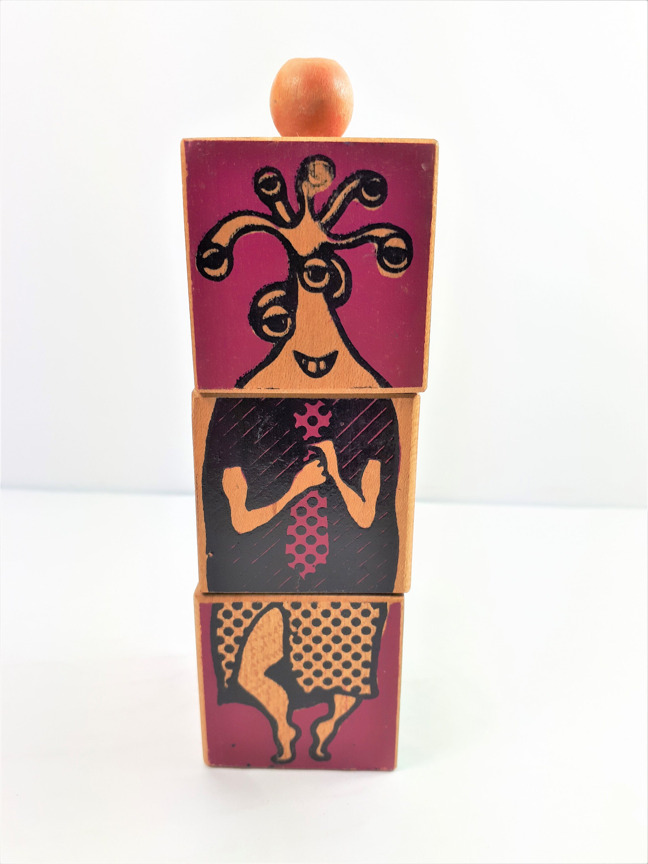 Wooden Twist Blocks Puzzle Toy Wood Block Toy Body Builder Man | Etsy ...