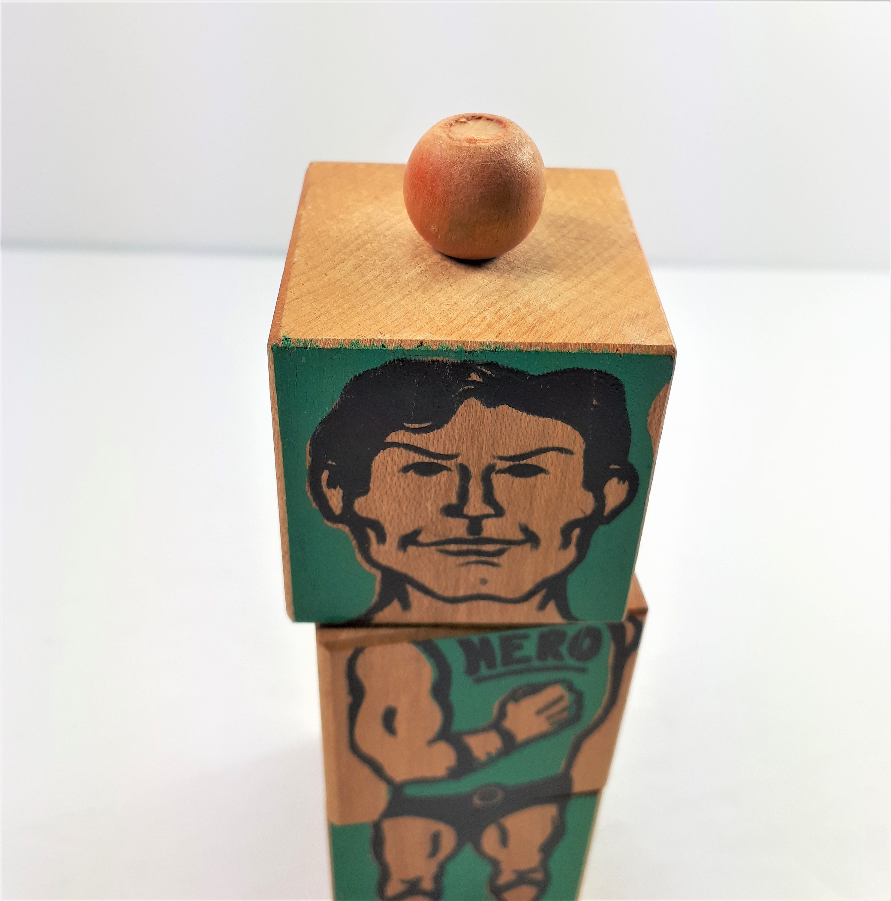 Wooden Twist Blocks Puzzle Toy Wood Block Toy Body Builder Man | Etsy ...