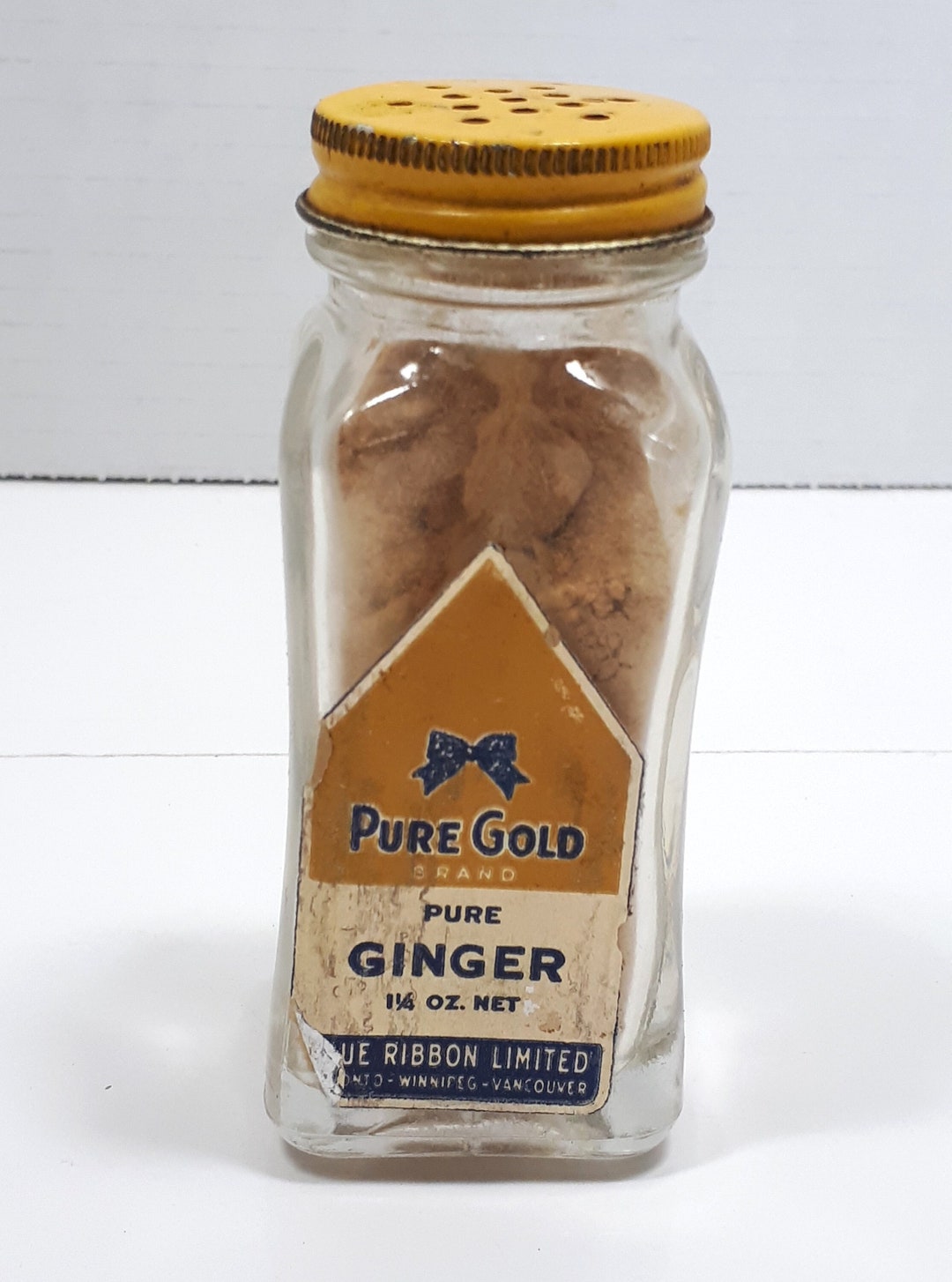 1960s Blue Ribbon Ginger Glass Spice Bottle 1.25 Oz Pur Gold - Etsy