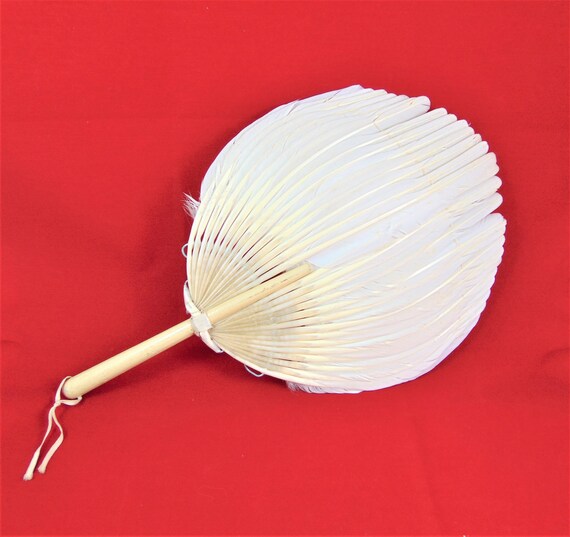 Art Deco Painted Feather Rigid Hand Fan, 1920's, Butt… - Gem