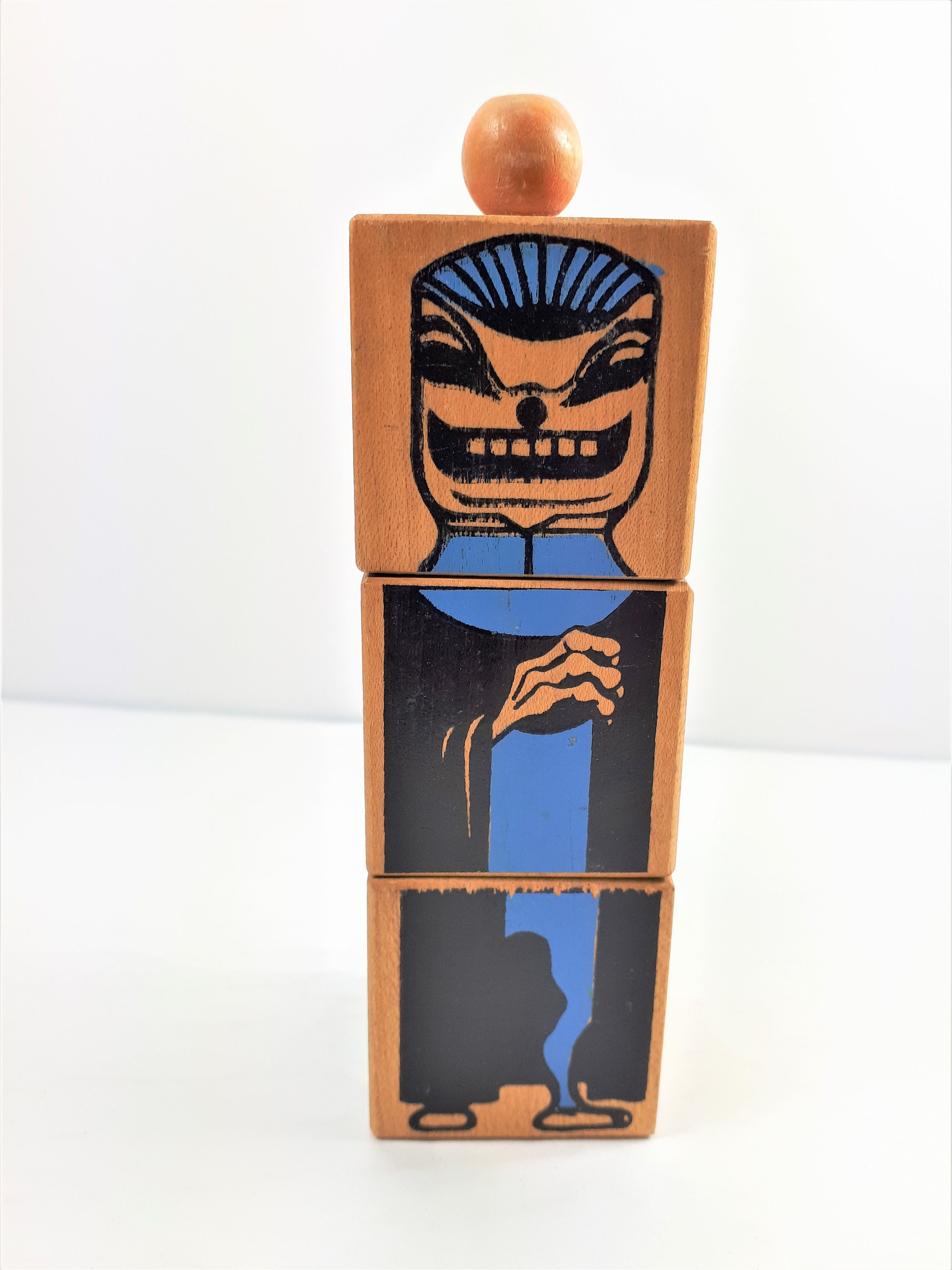 Wooden Twist Blocks Puzzle Toy Wood Block Toy Body Builder Man | Etsy