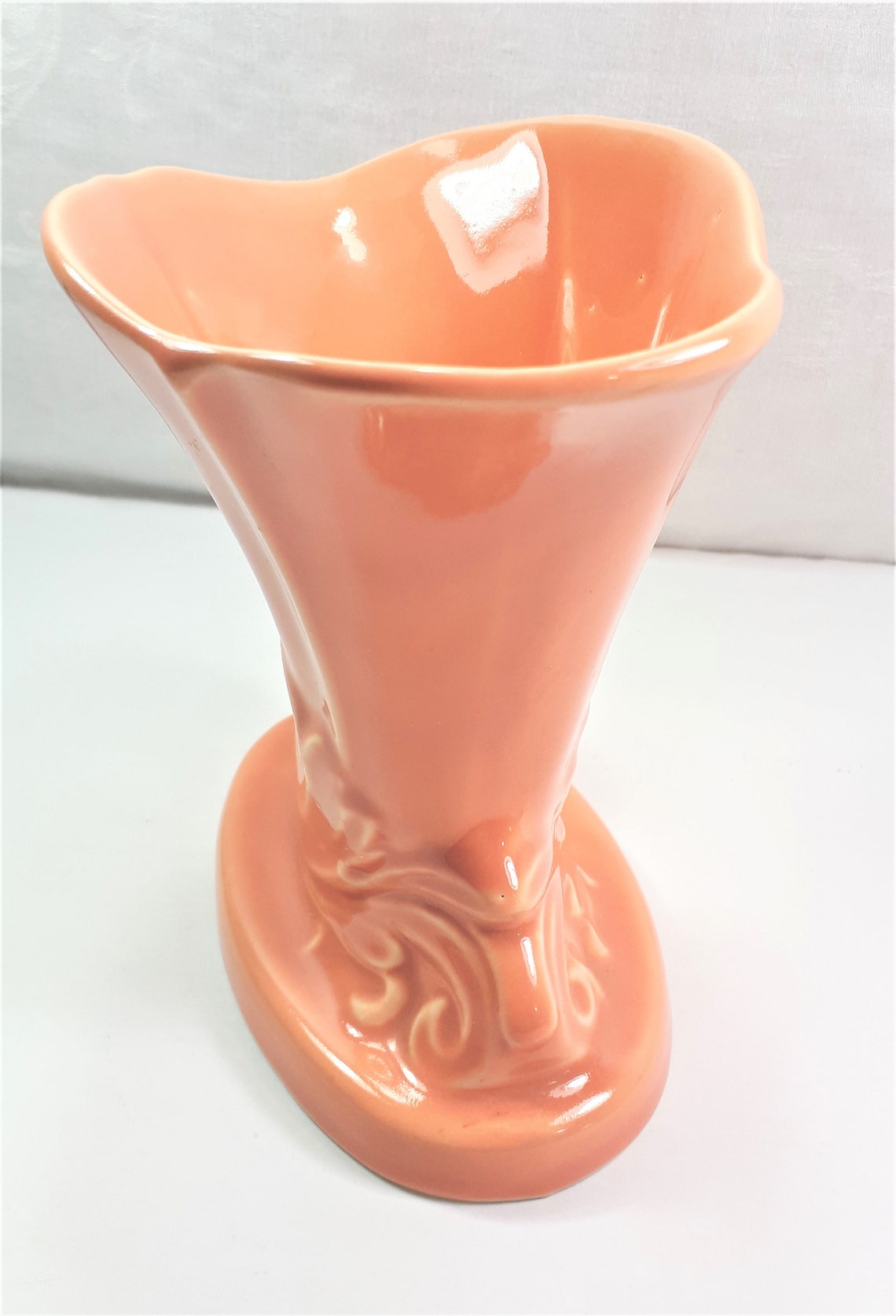 Pink Cornucopia Horn Vase Art Deco Vase Flower Pot Horn of | Etsy