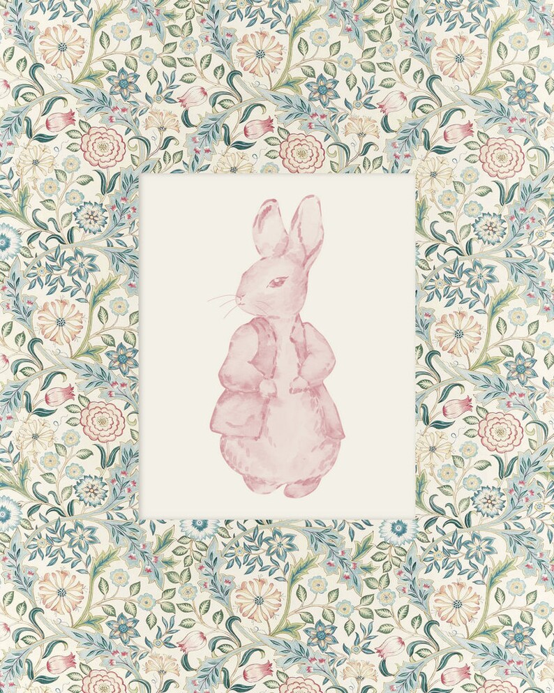Peter Rabbit Collage Print Set Pink, Nursery Art Prints, Nursery Decor ...