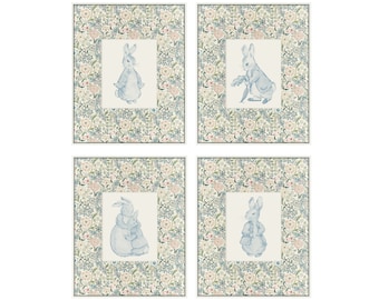 Peter Rabbit Collage Print Set Pink, Nursery Art Prints, Nursery Decor ...