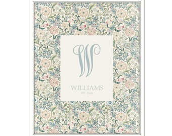 Custom Monogram Print, Printable Modern William Morris Art, Preppy Home ...
