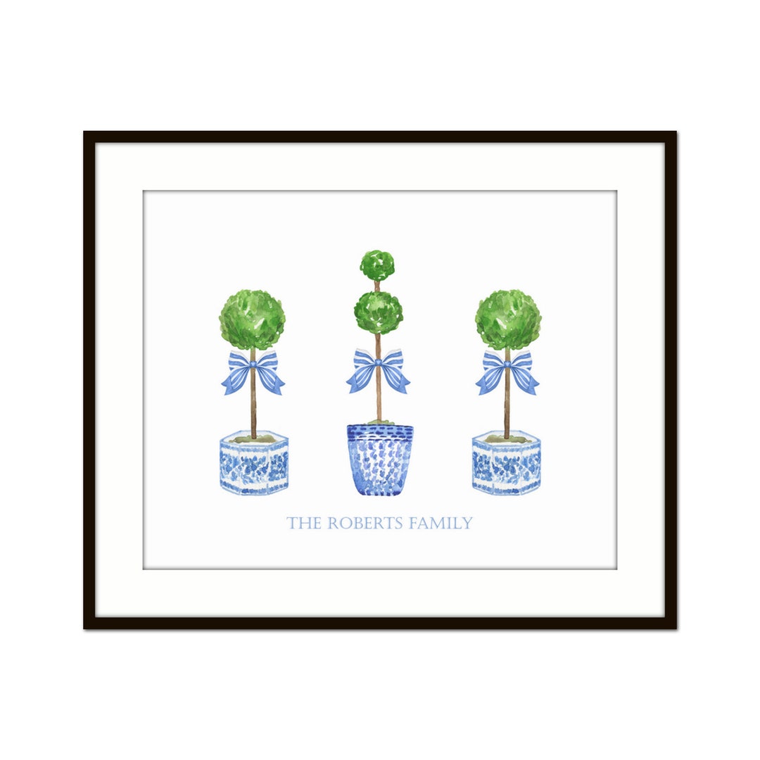 Custom Topiary Name Print, Watercolor Topiary Print, New Home Gift ...