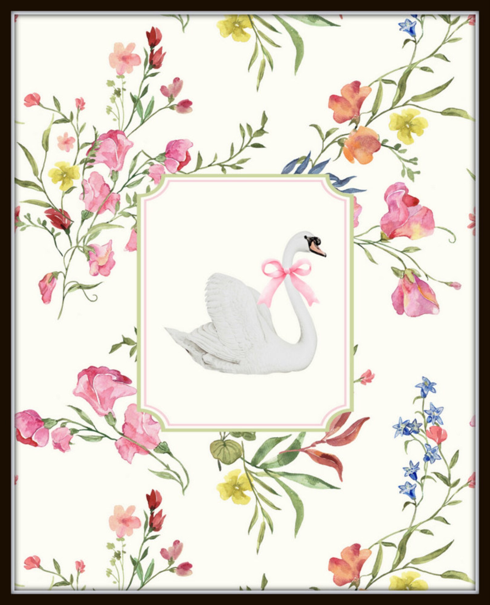 Personalized Vintage Swans Print Set, Regency Style Prints, Preppy Art ...