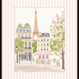 Pink Striped Paris Print Set No. 1, France Cottage Decor, Paris Travel ...