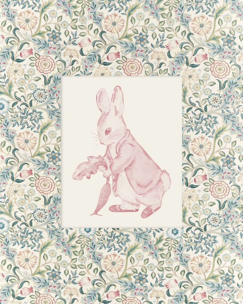 Peter Rabbit Collage Print Set Pink, Nursery Art Prints, Nursery Decor ...