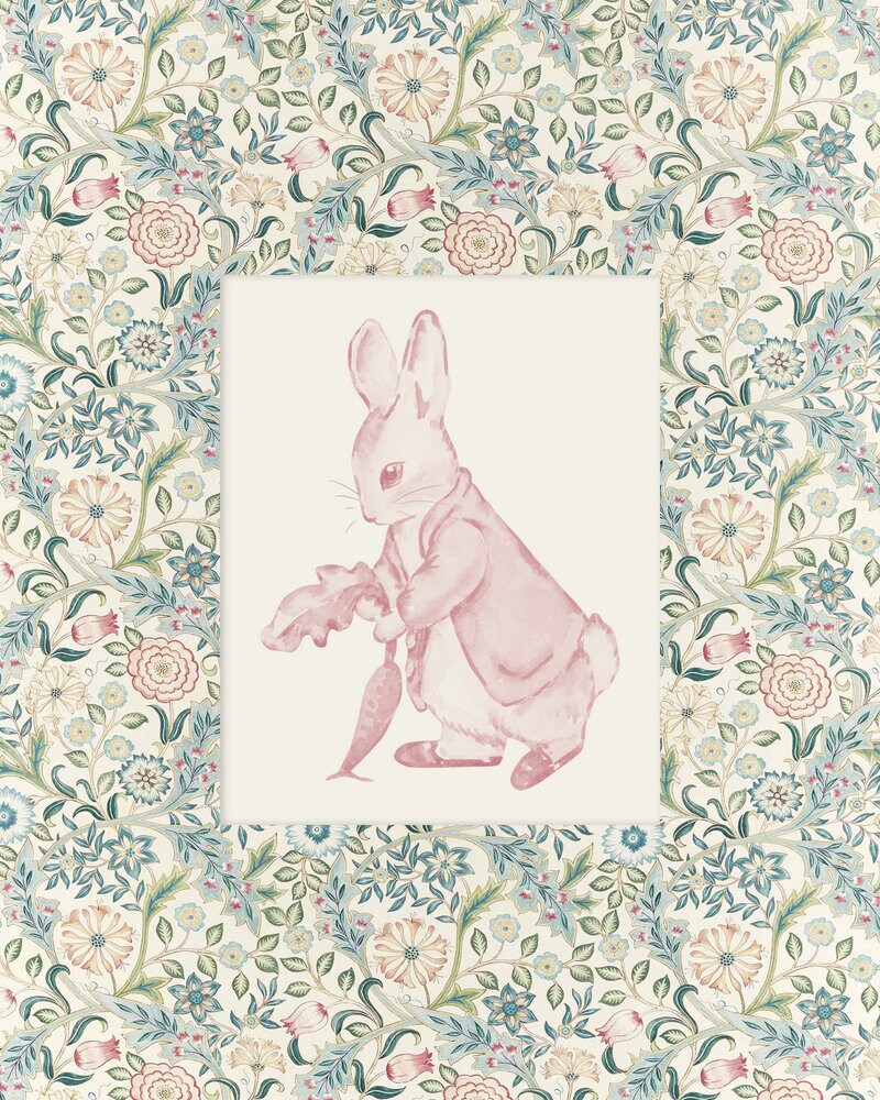 Peter Rabbit Collage Print Set Pink, Nursery Art Prints, Nursery Decor ...