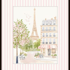 Pink Striped Paris Print Set No. 2, French Cottage Decor, French Travel ...
