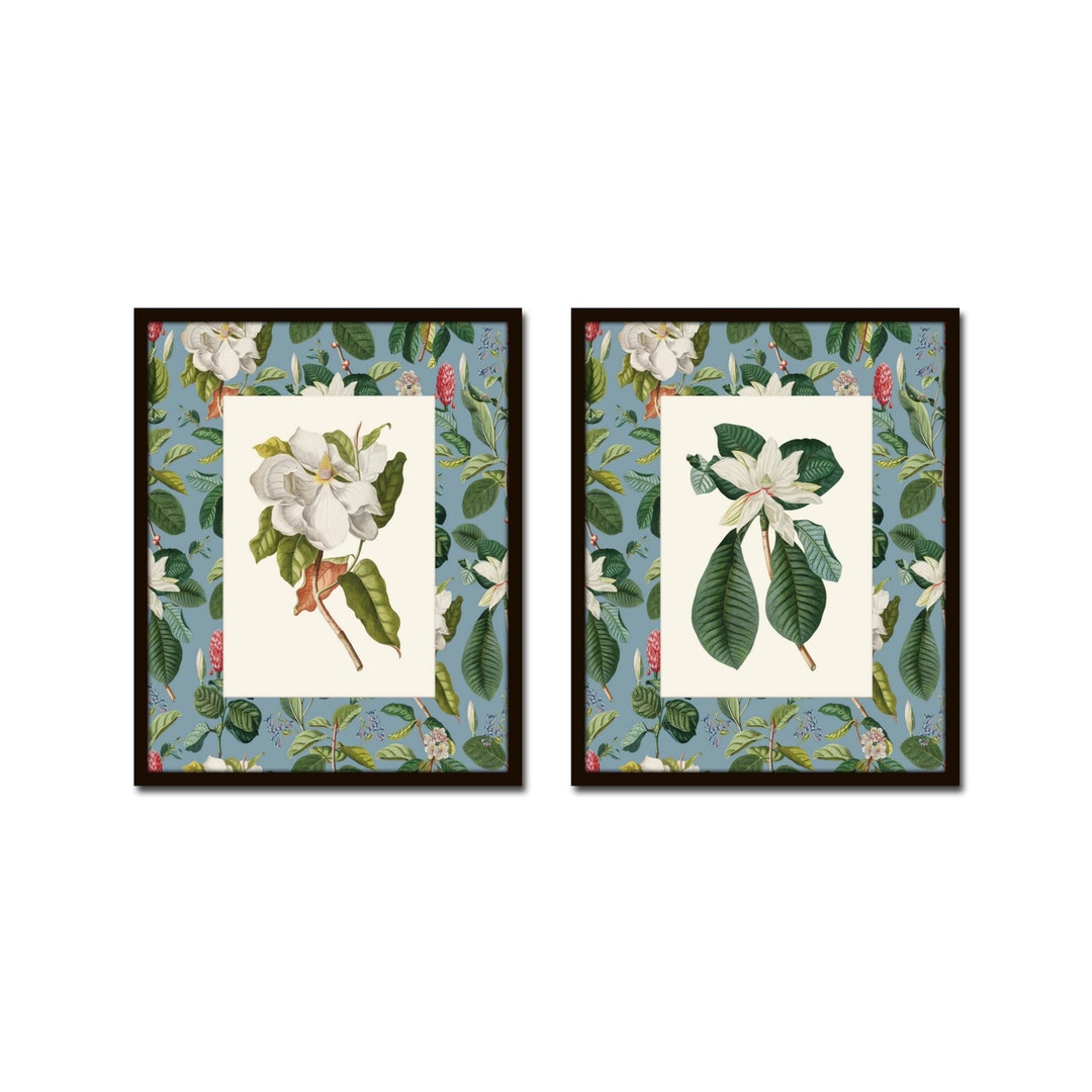 Vintage Magnolia Botanical Collage Print Set No. 2, Botanical Art ...
