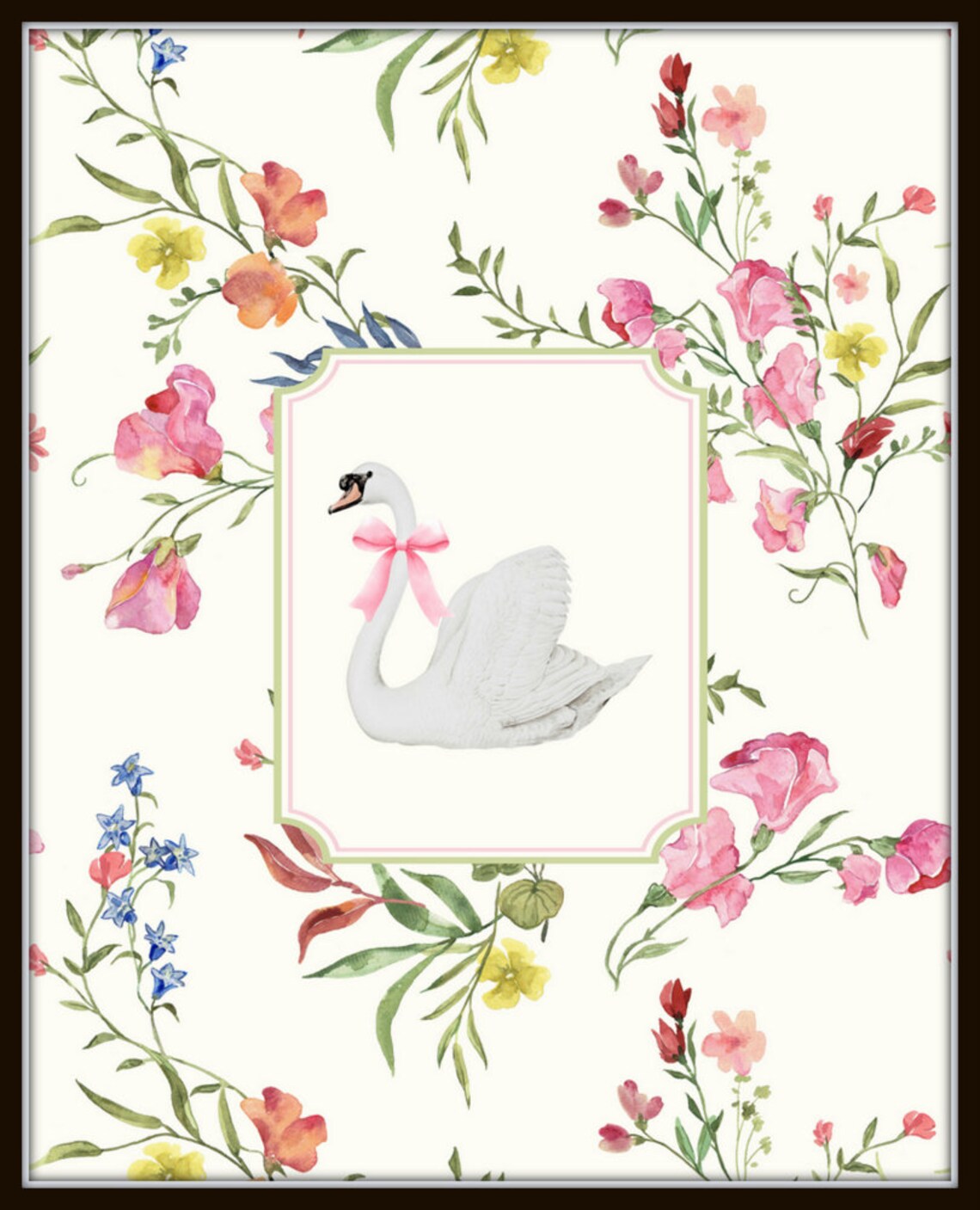 Personalized Vintage Swans Print Set, Regency Style Prints, Preppy Art ...