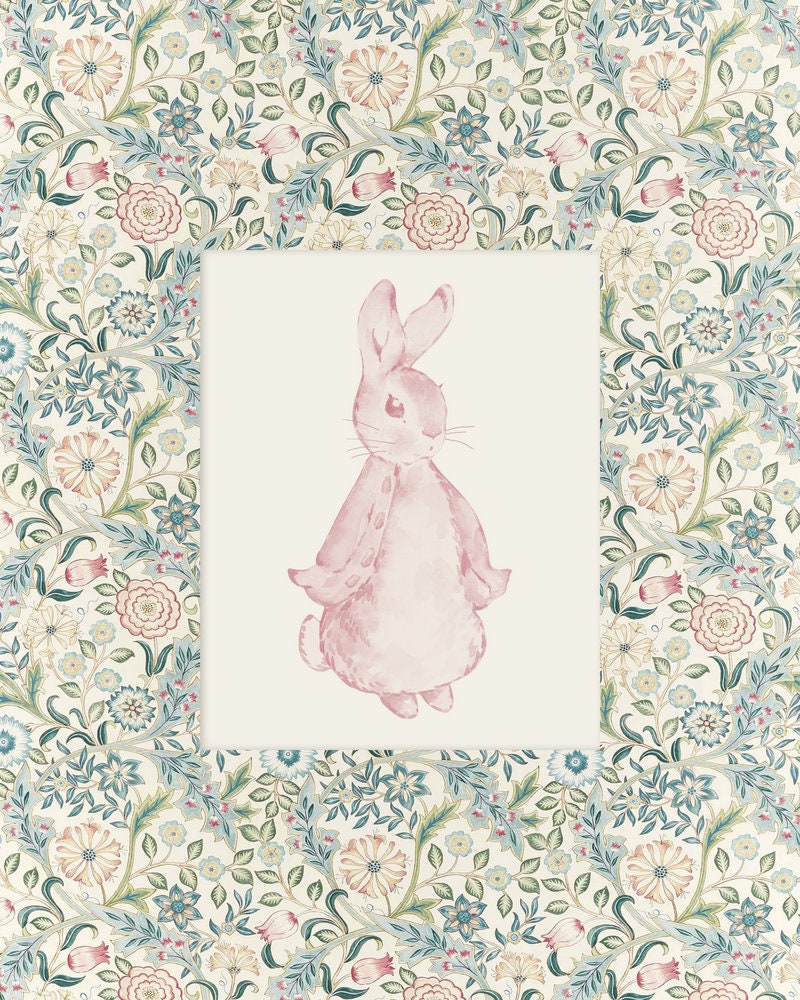 Peter Rabbit Collage Print Set Pink, Nursery Art Prints, Nursery Decor ...