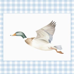 Personalized Duck Print Set, Gingham Wall Art, Baby Boy Nursery Art ...